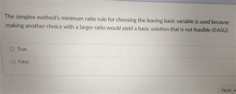 Solved The Simplex Methods Minimum Ratio Rule For Choosing