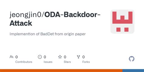 Github Jeongjin0oda Backdoor Attack Implemention Of Baddet From Origin Paper