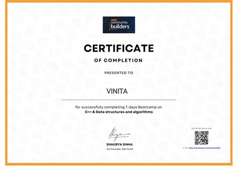 Vinita Takkar On Linkedin Completion Certificate In C And Data Structured And Algorithms 😀