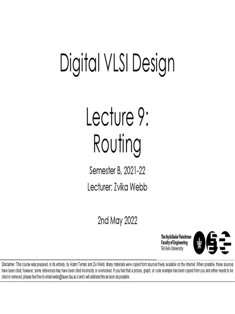 Digital Vlsi Design Routing Semester B 2021 22 Lecturer Zvika Webb 2nd May 2022 Pdf