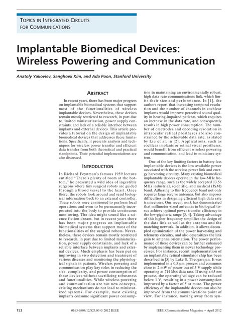 Pdf Implantable Biomedical Devices Wireless Powering And Communication