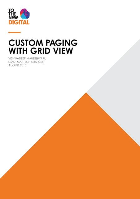 Custom Paging With Gridview Pdf