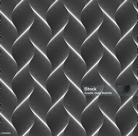 흑백 파도 원활한 벡터 패턴 어두운 배경에 질감을 머리 띠를 짜 다 섬유 인쇄 디자인 서식 파일 Eps10입니다 0명에 대한 스톡 벡터 아트 및 기타 이미지 Istock