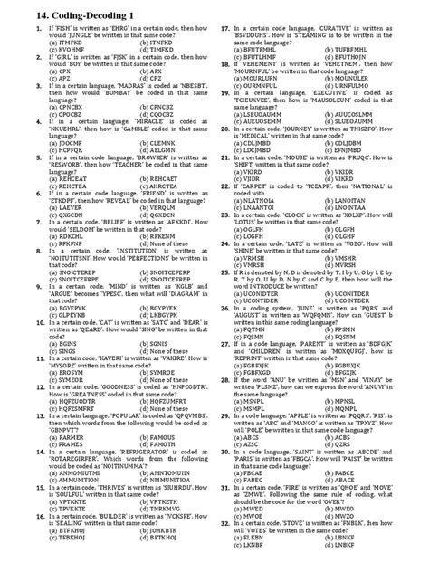 Coding Decoding 1 Pdf Communication Cognition