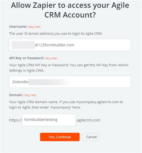 create agile crm contacts with entries 123formbuilder help