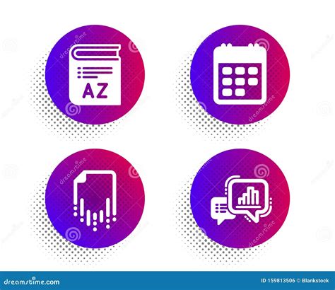 Vocabulary Calendar And Recovery File Icons Set Graph Chart Sign Book Event Reminder Backup
