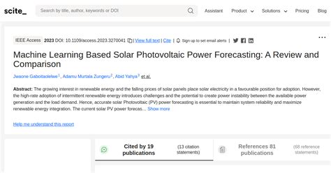 Machine Learning Based Solar Photovoltaic Power Forecasting A Review And Comparison