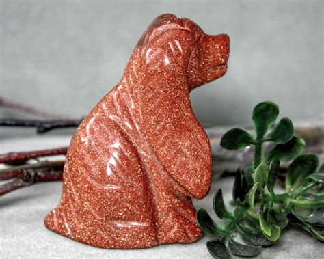 Chunky Dog Cocker Spaniel Totem Goldstone Spirit Animal Fetish Stone