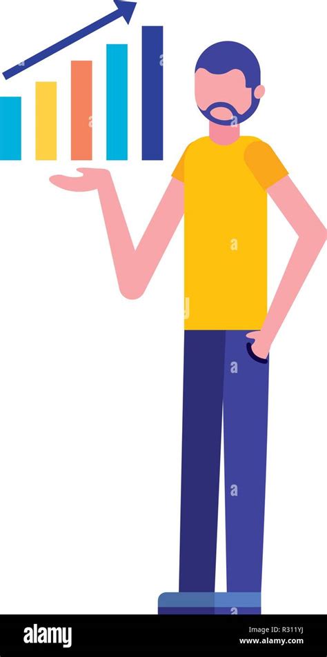 Businessman Showing Statistics Chart Report Vector Illustration Stock Vector Image And Art Alamy