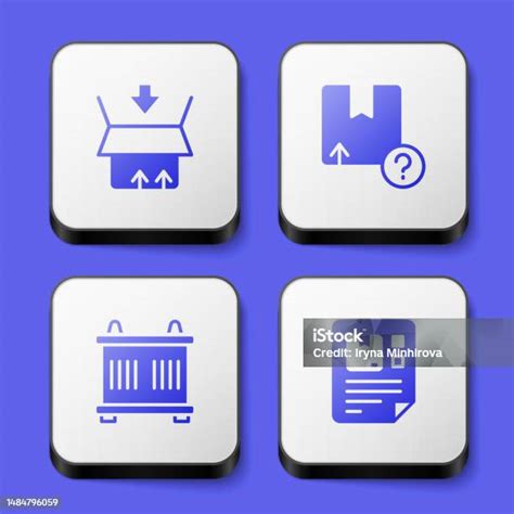 판지 골판지 상자 컨테이너 및 운송장 아이콘을 설정합니다 흰색 사각형 버튼입니다 벡터 걸이 장비에 대한 스톡 벡터 아트 및 기타 이미지 걸이 장비 교통 금속 Istock
