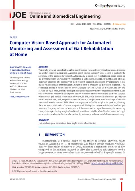 pdf automated gait rehab monitoring via computer vision