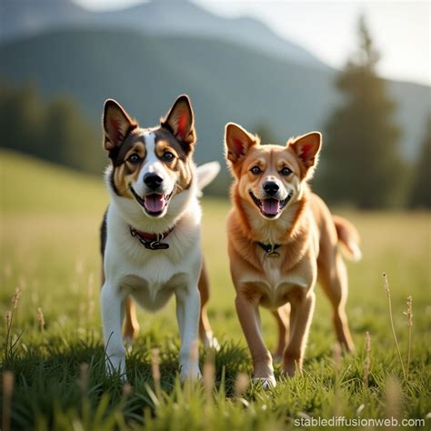 Two Dogs on the Field | Stable Diffusion Online
