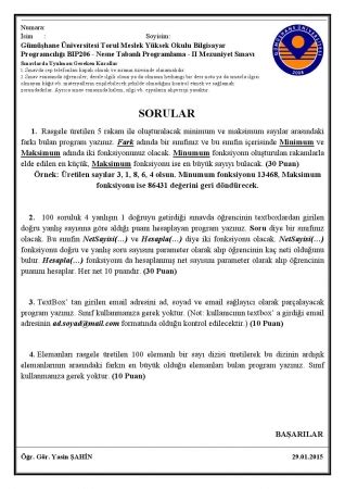 Nesne Tabanlı Programlama Mezuniyet Soruları Vize ve Final Soruları Paylaşım Portalı