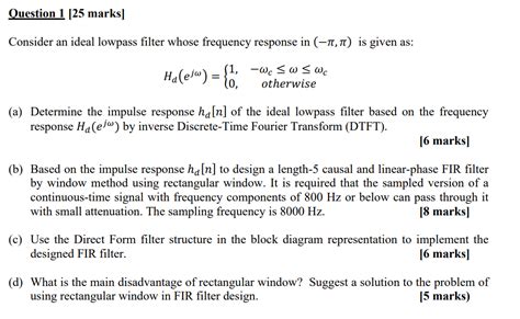 Solved Consider An Ideal Lowpass Filter Whose Frequency