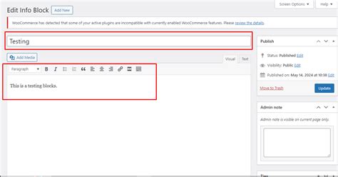 Info Blocks Testing Wpfactory