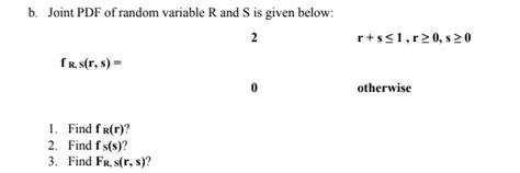 Solved Rs 0 20 B Joint Pdf Of Random Variable R And