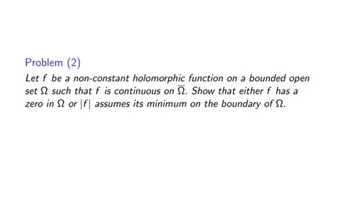Solved Problem (2) Let f be a non-constant holomorphic | Chegg.com