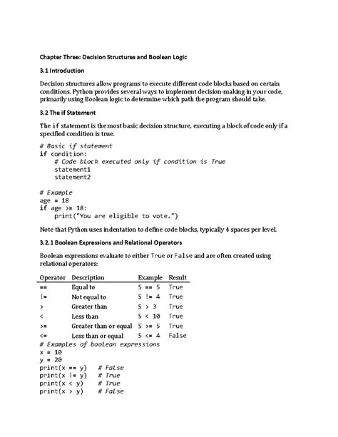 Chapter 3 Decision Structures And Boolean Logic Key Concepts