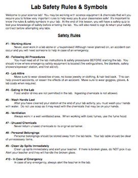 Lab Safety Rules Symbols Contract Quiz By The Science Brainiac TpT