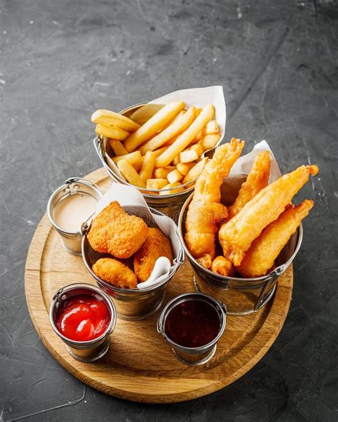 Delicious Hot Snacks Of Fries Shrimp And Nuggets Stock Image Image Of Breaded Golden