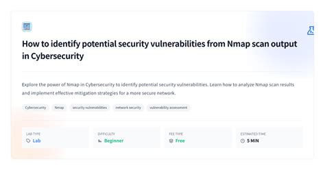 Nmap 스캔 결과로부터 사이버 보안 취약점 식별 가이드 Labex Nmap 스캔 결과로부터 사이버 보안 취약점 식별 가이드 Labex