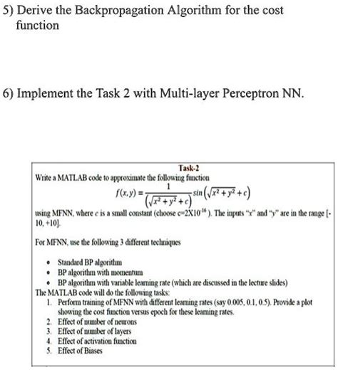 Solved 5 Derive The Backpropagation Algorithm For The Cost Function 6