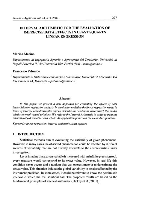 Pdf Interval Arithmetic For The Evaluation Of Imprecise Data Effects