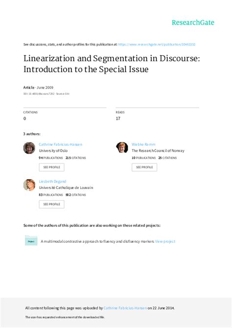 pdf linearization and segmentation in discourse introduction to the