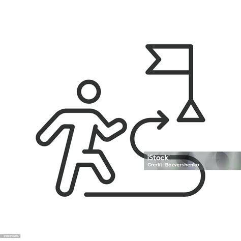 플래그 방법 선 디자인의 아이콘 깃발 대상 마커 목표 경로 경로 흰색 배경 벡터에 방법 편집 가능한 획 아이콘에 플래그를 지정하는 방법 0명에 대한 스톡 벡터 아트 및 기타