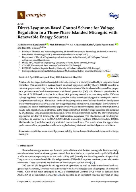 pdf direct lyapunov based control scheme for voltage regulation in a