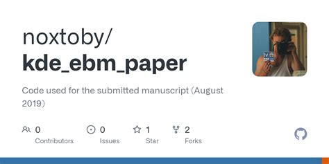 Github Noxtobykdeebmpaper Code Used For The Submitted Manuscript