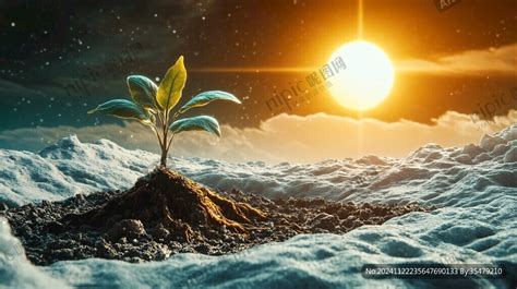 Ai创作图发芽活力生长 萌发新生概念 合成场景 朝霞中的嫩芽 阳光下的土壤 唯美旭日东升 唯美阳光小树 嫩芽生命力 让梦想顽强生长 绝处逢生的