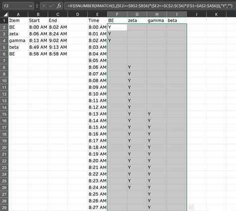 Extract Excel Items In Time Range To Consecutive Time Stack Overflow