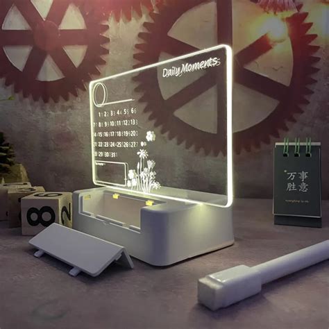 노트 보드 Led 야간 조명 Usb 캘린더 메시지 보드 테이블 램프 펜으로 투명 휴일 조명 어린이 선물 침실 장식 Hello