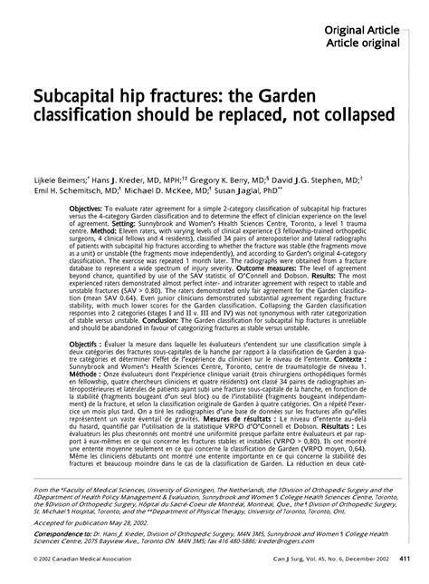Pdf Subcapital Hip Fractures The Garden Classification Should Be Replaced Not Collapsed