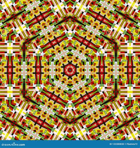 Abstract Colorful Hexagon Square Geometric Seamless Pattern Symmetric Kaleidoscope Fashion Stock