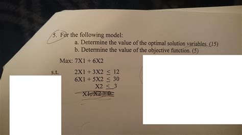 Solved For The Following Model Determine The Value Of The