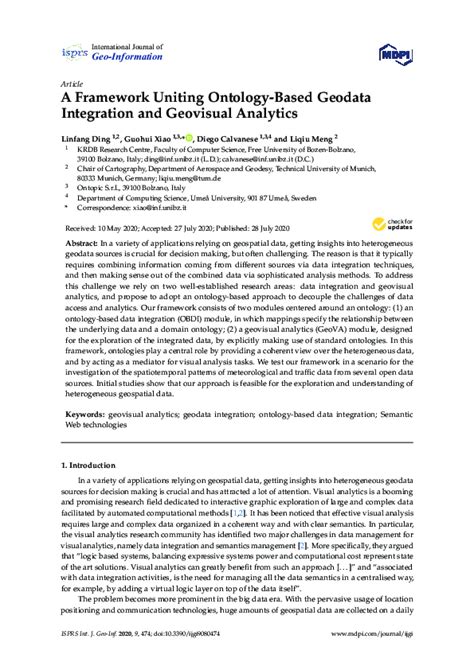 Pdf A Framework Uniting Ontology Based Geodata Integration And Geovisual Analytics