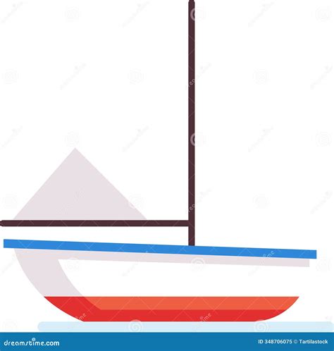 Small Sailing Boat With A Triangular Sail And Colorful Hull Floating On Water Simple And