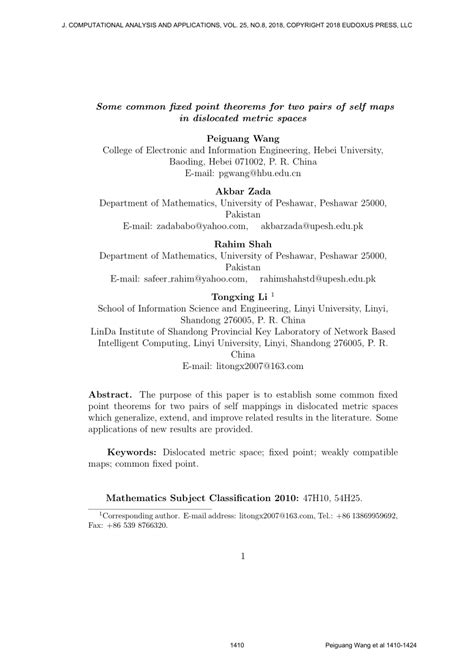 pdf some common fixed point theorems for two pairs of self maps in