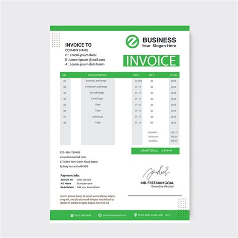 Invoice Template Green Color Freepng