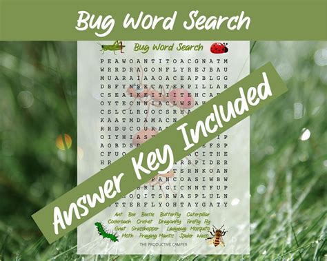 Bug Word Search Party Game Printable Etsy