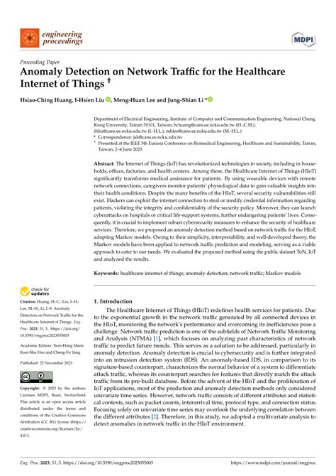 pdf anomaly detection on network traffic for the healthcare internet