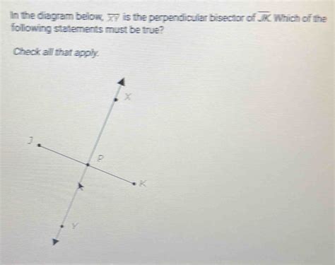 In The Diagram Below Overline Xy Is The Perpendicular Bisector Of