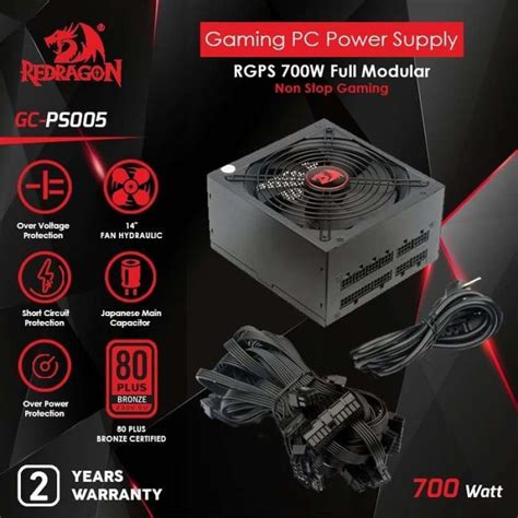Promo Redragon Gaming Pc Power Supply Rgps 700w Full Modular Gc Ps005