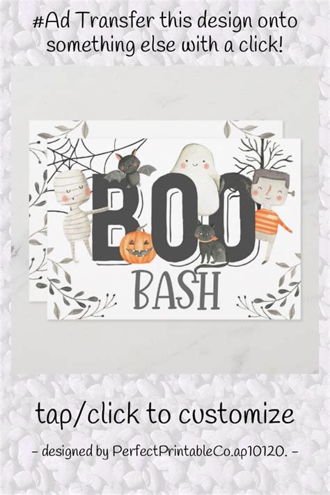 A Halloween Card With The Words Boo Bash On It And An Image Of Ghostes A Halloween Card With The Words Boo Bash On It And An Image Of Ghostes