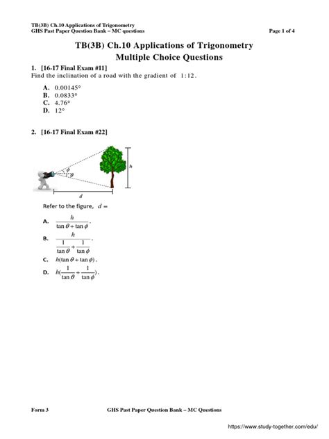 Good Hope School 16 21 3b Ch 10 Applications Of Trigonometry Mc Pdf