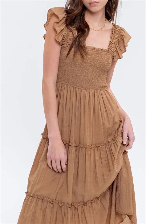 August Sky Smocked Tiered Midi Dress Nordstromrack