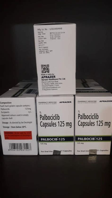 Aprazer Palbace Palbociclib 125mg Capsules 1x21 At ₹ 3800bottle In Mumbai