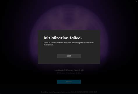 initialization failed error r logitechg